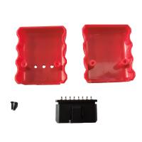 China OBD2 Folded Male Connector 16 Pin Red Shell with Car Label for All Models for sale
