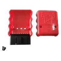 China OBD2 Folded Male Connector 16 Pin Red Shell with Car Label for All Models for sale