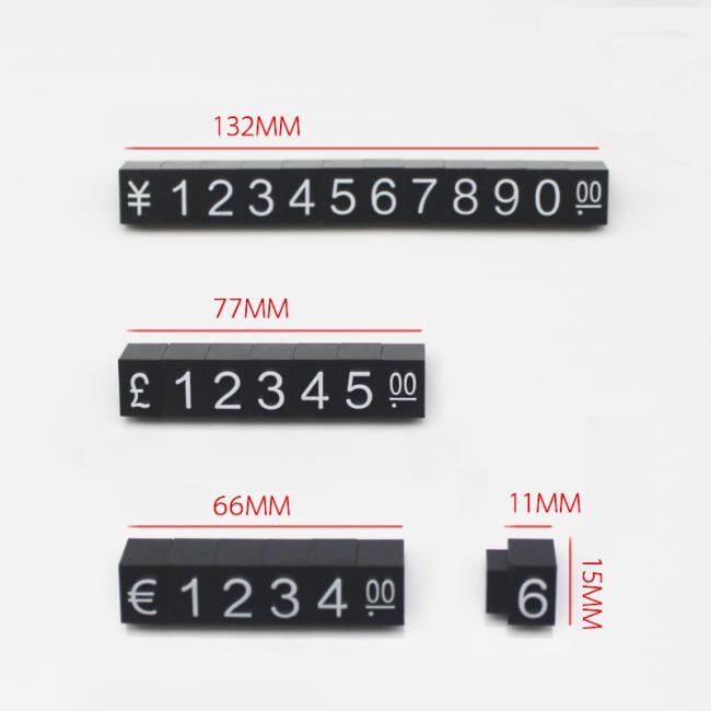 Close-up view of price tag cube