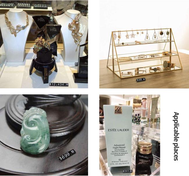 Various colored price cubes