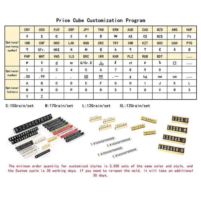 Mahjong-style jewelry price cube display - front view