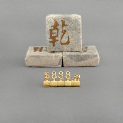 China Gold Mini 3D Metal Retail Price Display Tags For Jewelry price cubes for sale