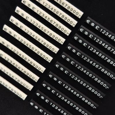 China Jewellery Display Black White Mini Price Tag Cube 5 X 3 Mm with Currency Symbol for sale