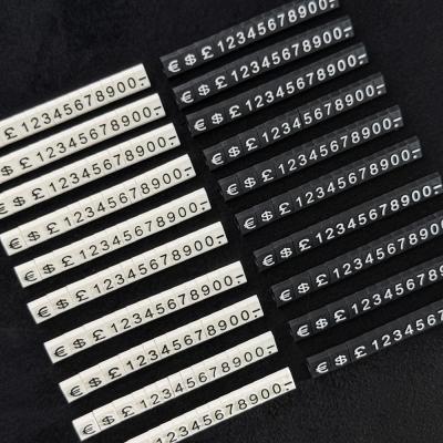 China Jewellery Display Black White Mini Price Tag Cube 5 X 3 Mm with Currency Symbol for sale