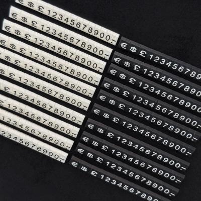 China Jewellery Display Black White Mini Price Tag Cube 5 X 3 Mm with Currency Symbol for sale