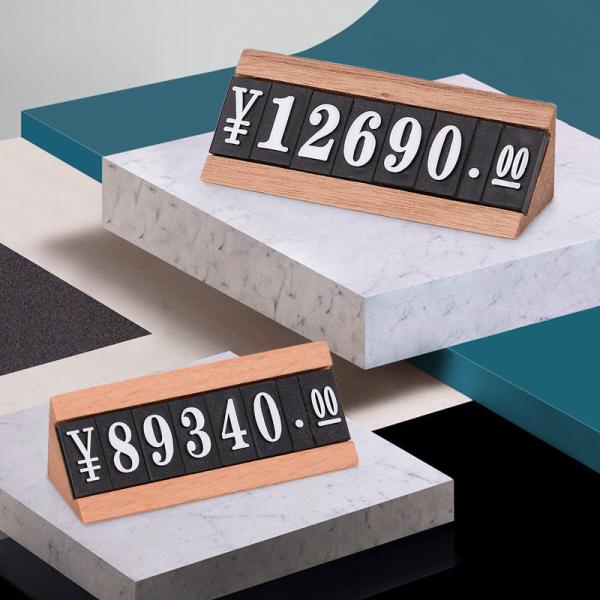Quality Adjustable Supermarket Price Tags on Wooden Base 69X30mm for sale