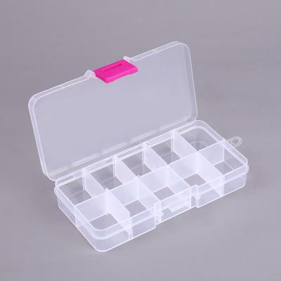 China Small Pink Lock Plastic 10 Grid Bead Organizers And Storage Containers Box for sale