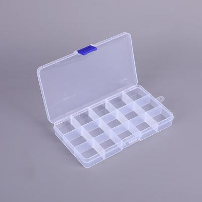China Blue Lock 15 Grid Plastic Organizer Box , Removable Divider Craft Storage Box for sale