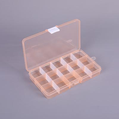 China Durable PP Material Orange 15 Grid Plastic Storage Box Organizer with Removable Dividers for sale