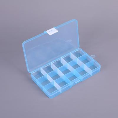 China 15 Grid Plastic Jewelry Organizer Box Blue Removable For Jewelry Beads for sale