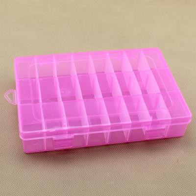 China Organize with Ease Pink 24 Grid Plastic Organizer Box Removable Divider Storage Case 19x13x3.6cm for sale