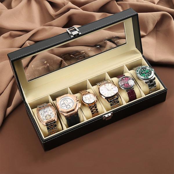 Quality Luxury 6 Slot Watch and Bracelet Storage Box Elegant Organizer Display Case for Valuables and Fine Jewelry Collections for sale