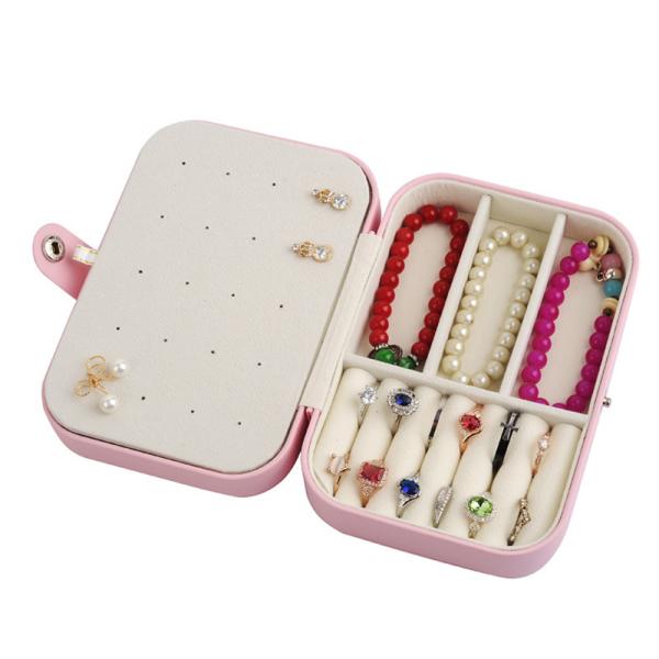 Quality Durable Pink Travel Jewelry Storage Box Compact and Secure Portable Storage for Necklaces Rings Earrings for sale