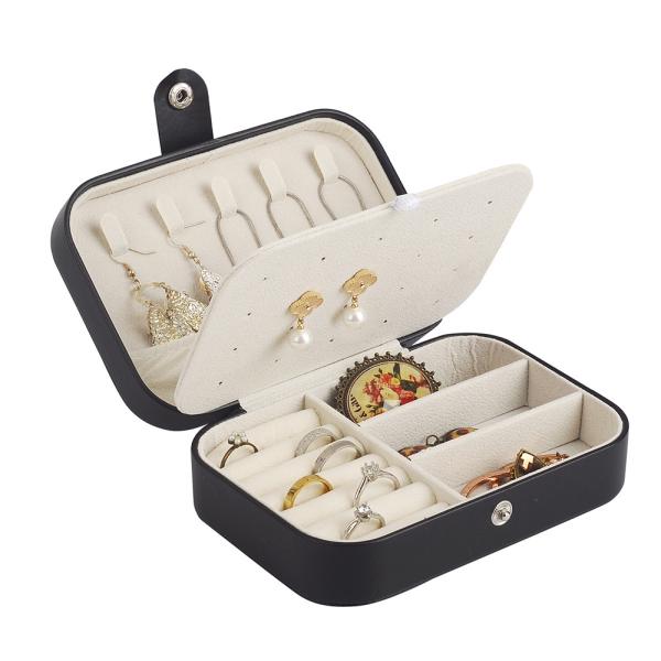 Quality Black Jewelry Travel Storage Box For Rings Necklaces And Earrings for sale