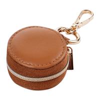 Quality PU Leather Mini Jewelry Organizer Box Brown 5X5X3 Cm With Velvet Lining Compact for sale