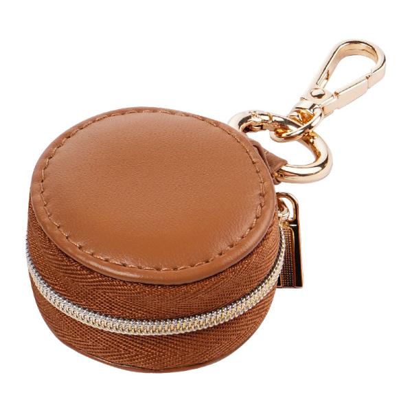 Quality PU Leather Mini Jewelry Organizer Box Brown 5X5X3 Cm With Velvet Lining Compact for sale