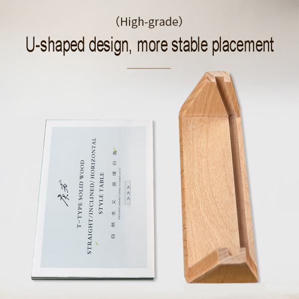 Quality Solid Wood Based Acrylic Sign Holder Menu Display Stand For Advertising Cards for sale