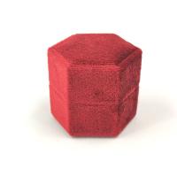 China Red Velvet Ring Jewelry Packaging Boxes Hexagonal Shape For Weddings for sale