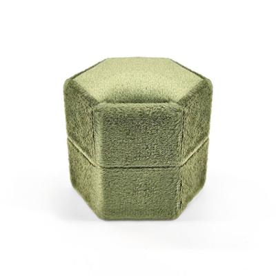 China Olive Green Velvet Jewelry Gift Box Ring Packaging Box for All Occasions for sale