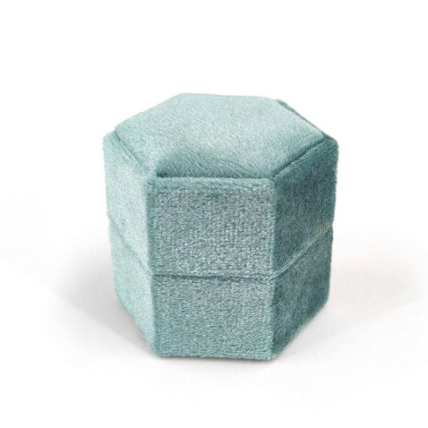 Quality Custom G84 Lake Blue Velvet Ring Packaging Box for Jewelry Gift Box Product Weight 0.035kg for sale