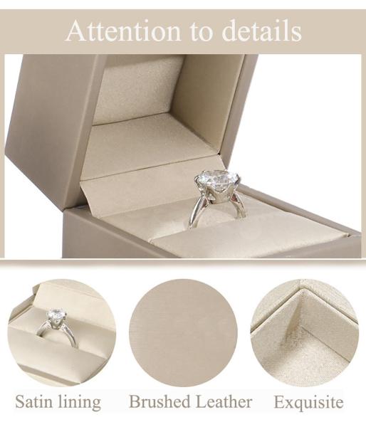 Quality PU Leather Fabric Gold Ring Packaging Box Customized With Statin Lining for sale