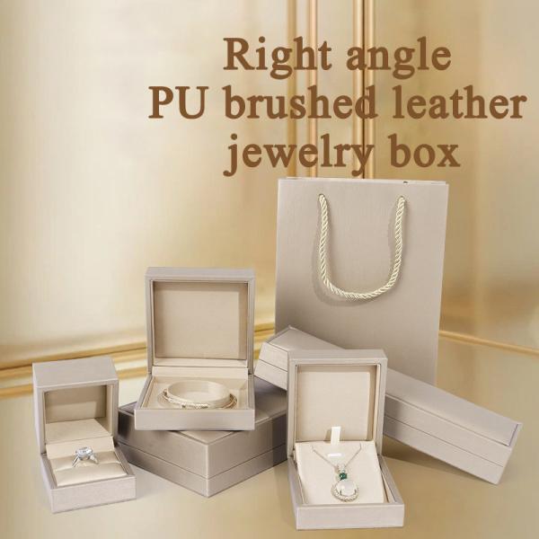 Quality PU Leather Fabric Gold Ring Packaging Box Customized With Statin Lining for sale
