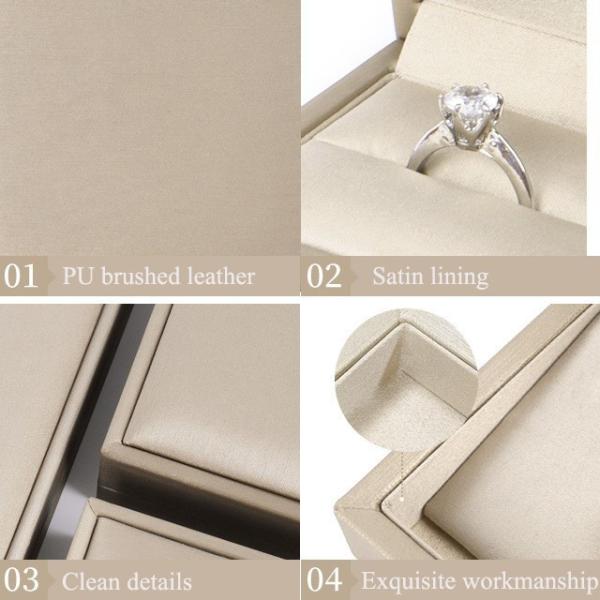 Quality PU Leather Fabric Gold Ring Packaging Box Customized With Statin Lining for sale