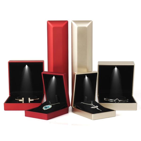 Quality Spray Paint Plastic Engagement Ring Gift Box Built In LED Light for sale