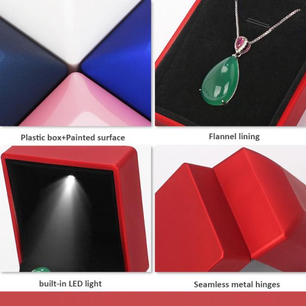 Quality Spray Paint Plastic Engagement Ring Gift Box Built In LED Light for sale