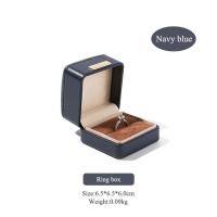 Quality Navy Blue PU Leather Ring Box Jewelry Storage Box For Weddings for sale