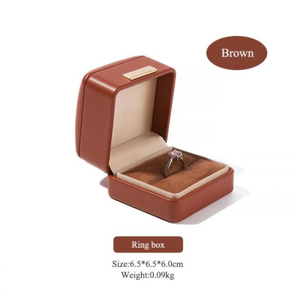 Quality Brown PU Leather Jewelry Packaging box Elegant Jewelry Storage Gift Box for sale