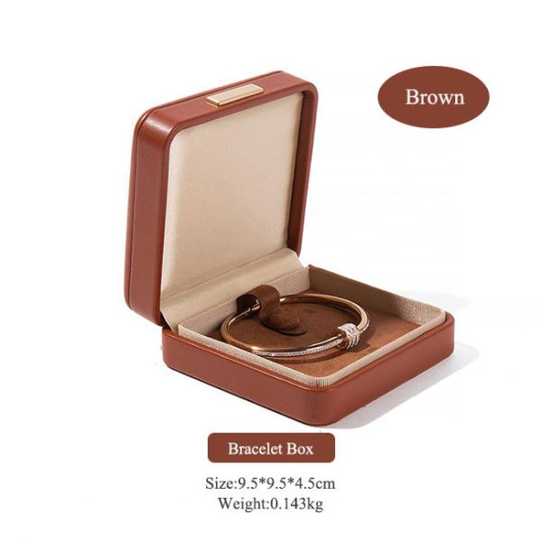 Quality Brown PU Leather Jewelry Packaging box Elegant Jewelry Storage Gift Box for sale