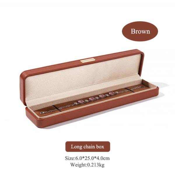 Quality Brown PU Leather Jewelry Packaging box Elegant Jewelry Storage Gift Box for sale
