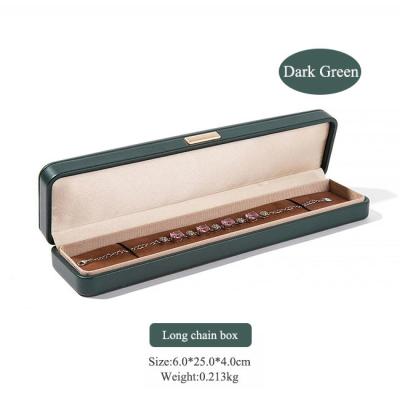 China Dark Green Vintage PU Square Buckle Packaging Box For Jewelry for sale