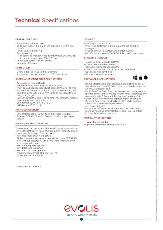 Evolis Zenius 2 with optional encoding module installed