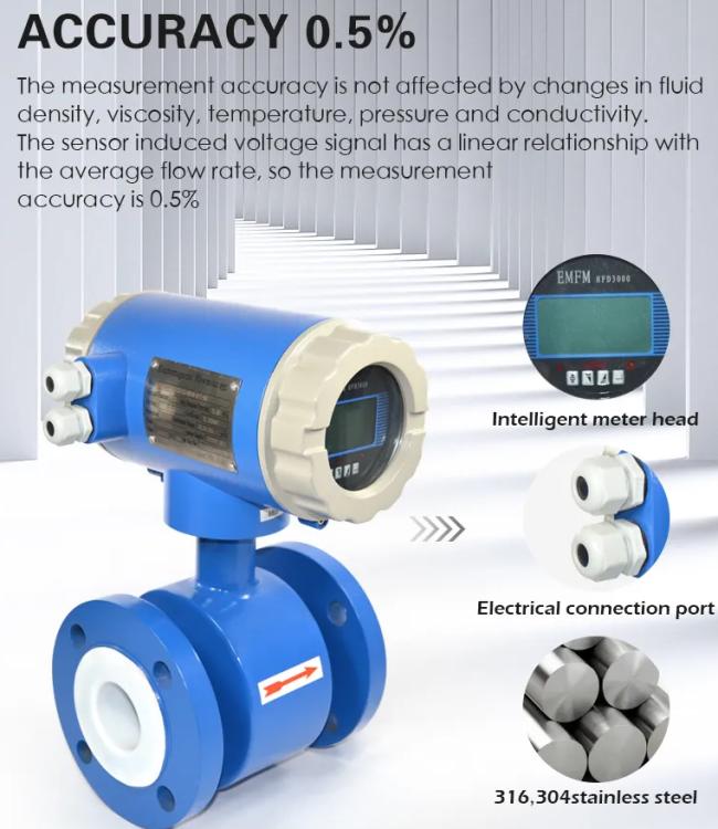 High Precision Electromagnetic Flow Meter side view