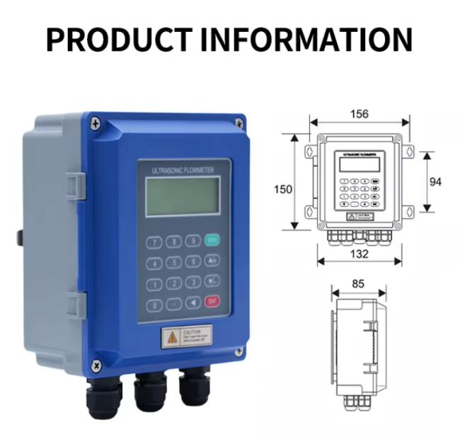 Portable ultrasonic flow meter showing display and clamp-on sensors