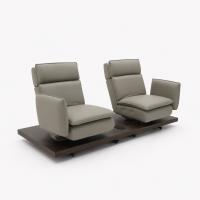 Quality Contemporary Style Two Seater Swivel Sofa With Adjustable Armrest And Footrest for sale