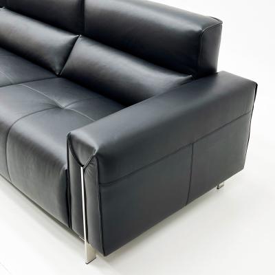China Modern Recliner Sofa in Black Leather with Adjustable Headrest – High Back for sale