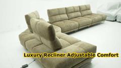 Stain Resistant Luxury Sectional Recliner Sofa Adjustable Seat Depth For Villa Home