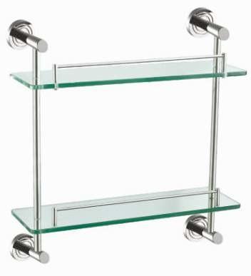 China 52002 double glass shelf bathroom accessory sanitary ware brass chrome luxury cheap bathroom living room hotel for sale
