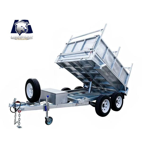 Quality Silver Hydraulic Tipper Trailers Double Axis Dump Box Trailer 8x5 for sale