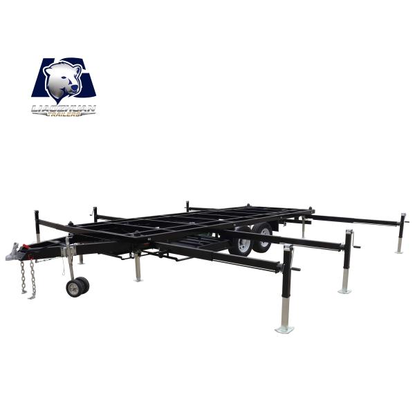 Quality 20ft Adjustable Tiny House Trailer with Double Axle and Extendable Outrigger for Mobile Home Foundation for sale