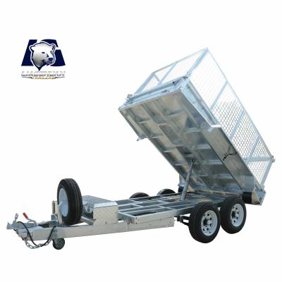 China Heavy-Duty 10x5 Hot-Dip Galvanized Hydraulic Tipping Trailer 3500kg ATM with Electric Brake & Removable Mesh Cage for sale