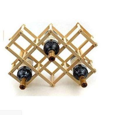 China Portable Wooden Foldable Diamond-Shape 8 Bottle Wine Rack Display for Kitchen, Dinning Room, Resting Room for sale