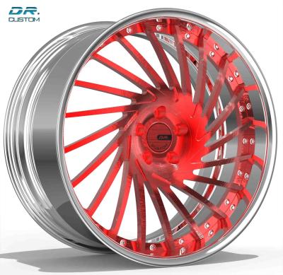 Cina I tre pezzi rosso spazzolato hanno forgiato le ruote ET45 ruote di Chrome di 3 pezzi in vendita