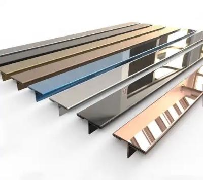 Quality Painted Gold Mirror Polishing T-shape Stainless Steel Tile Trim for Wall for sale