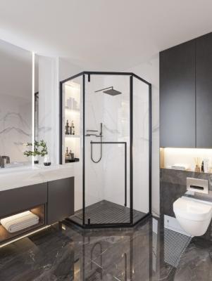 China Sleek Bevel Edge Glas Hoekplank voor Badkamer Douche Ruimte Ruimte in elektroplate Te koop