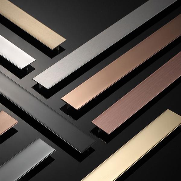 Quality 201 304 PVD T Profile Mirror Gold Metal Polished Decorative Stainless Steel T Shaped Tile Trim Strip for Wall Floor Furniture for sale