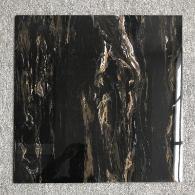 Cina Glossy Black Gold Marble Ceramic 24x24 Square Tile per le esigenze di lucentezza esterno e interno in vendita